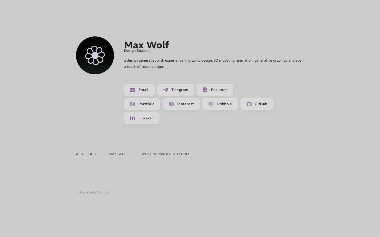 Max Wolf - Design Student